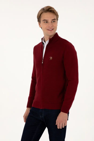 USPA Men Cardigan Zipper Bordeaux VR014 USPCN081 US POLO ASSN ...