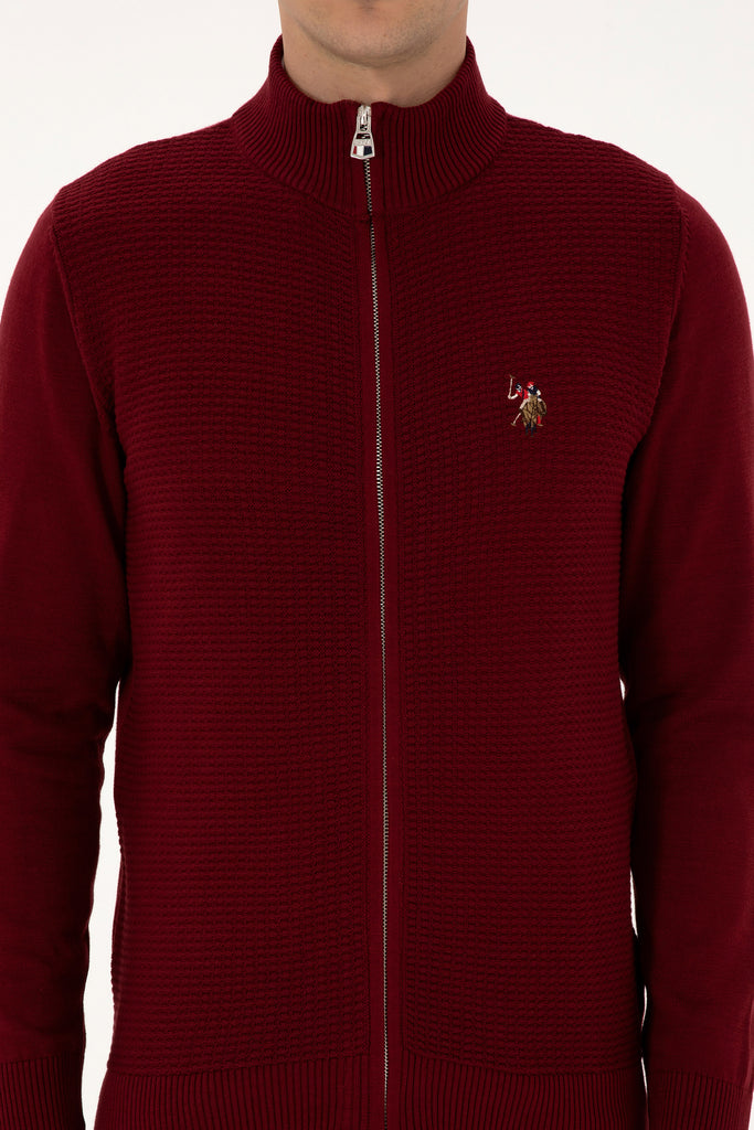USPA Men Cardigan Zipper Bordeaux VR014 USPCN081 US POLO ASSN ...
