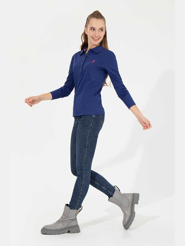 USPA Women Polo Full Sleeve Royal Blue VR212 USPOW061 – WARDROBE since 1999